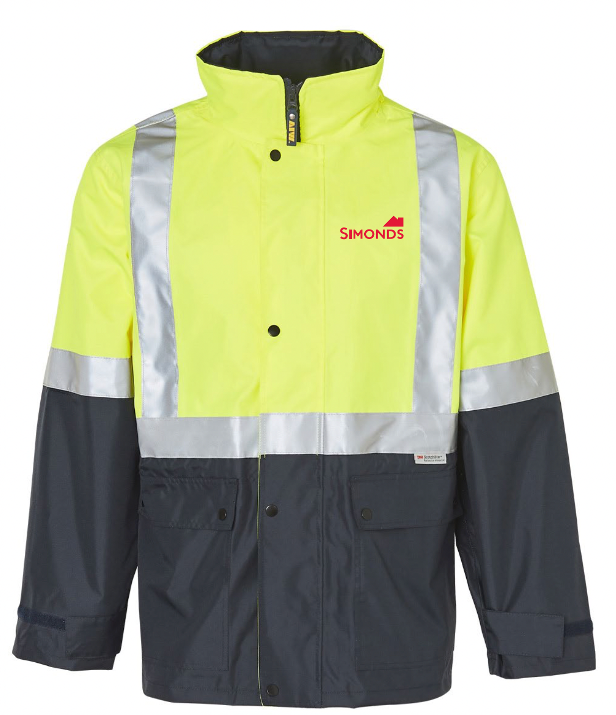 Hi-Vis Two Tone Rain Proof Safety Jacket With Mesh Lining and 3M Scotc – Simonds Homes